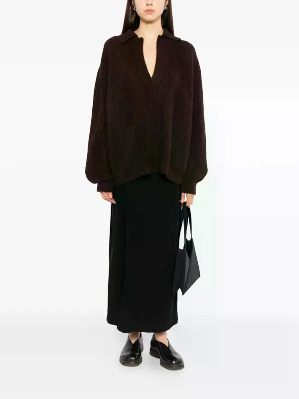 UMA WANG Ribbed-knit Polo-collar Sweater