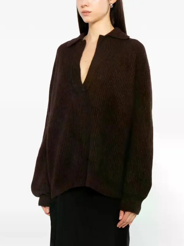 UMA WANG Ribbed-knit Polo-collar Sweater
