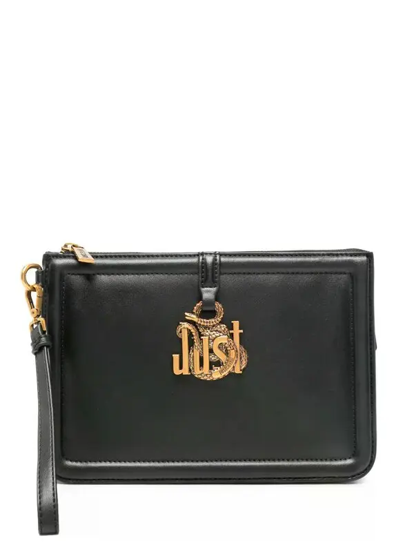 Just Cavalli Logo-plaque Leather Clutch Bag