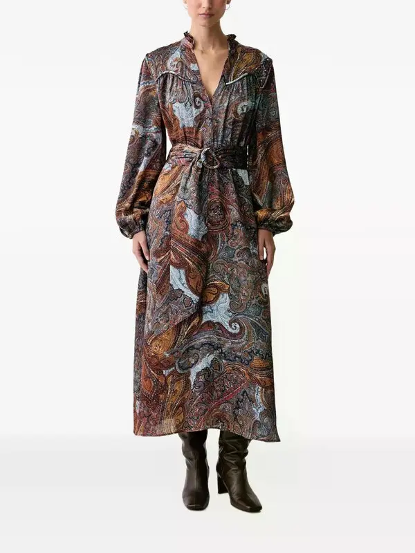 Lola Casademunt Paisley-print Belted Midi Dress
