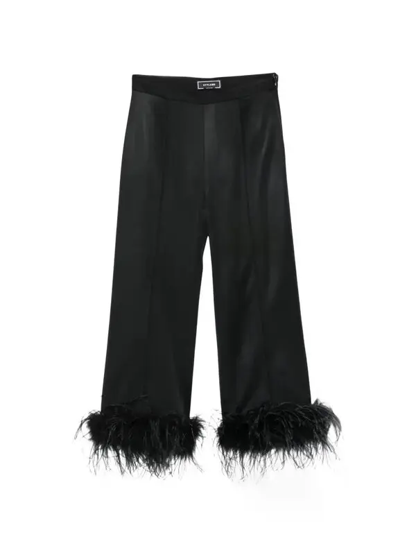 STYLAND Feather-trim Cropped Trousers
