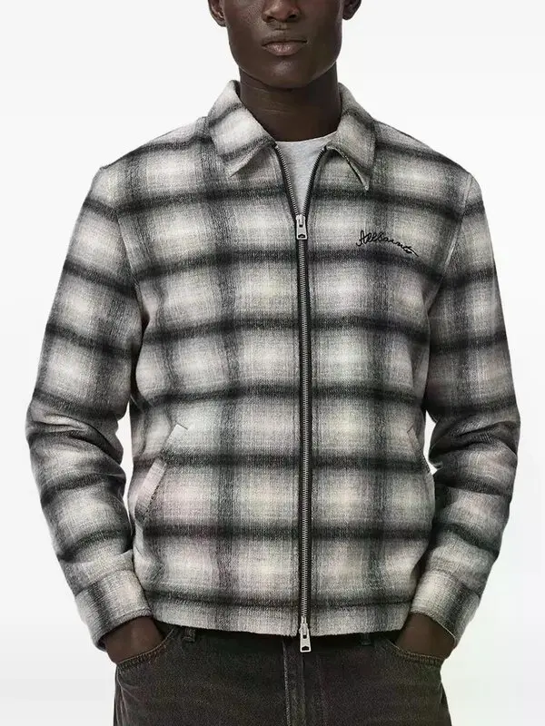 ALLSAINTS Check-pattern Logo-embroidered Shirt Jacket