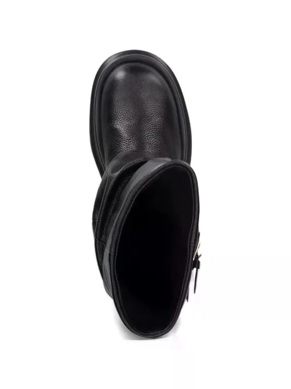 BALDININI Buckle-detail Pebbled Biker Boots