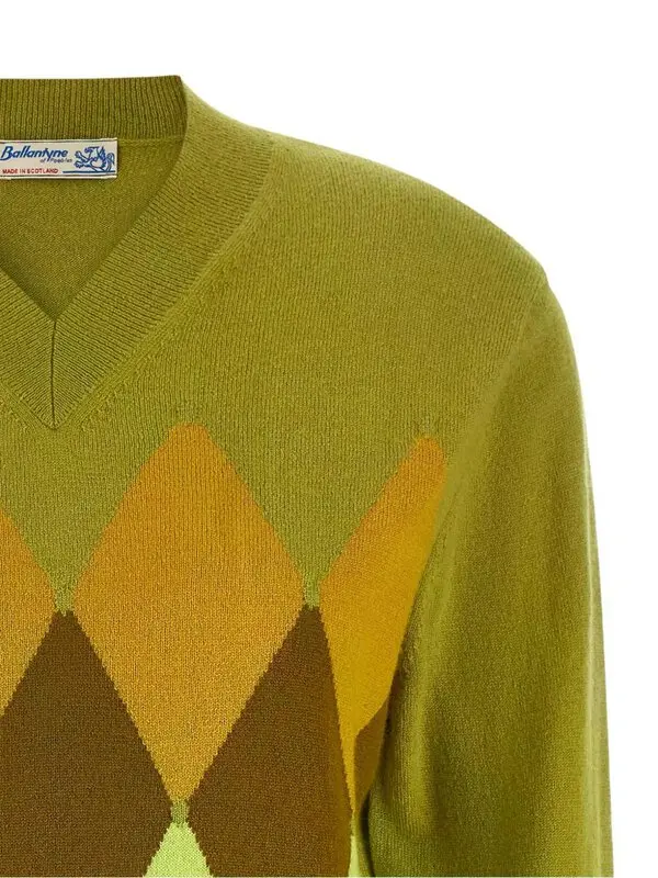 BALLANTYNE Diamond Intarsia V-neck Sweater