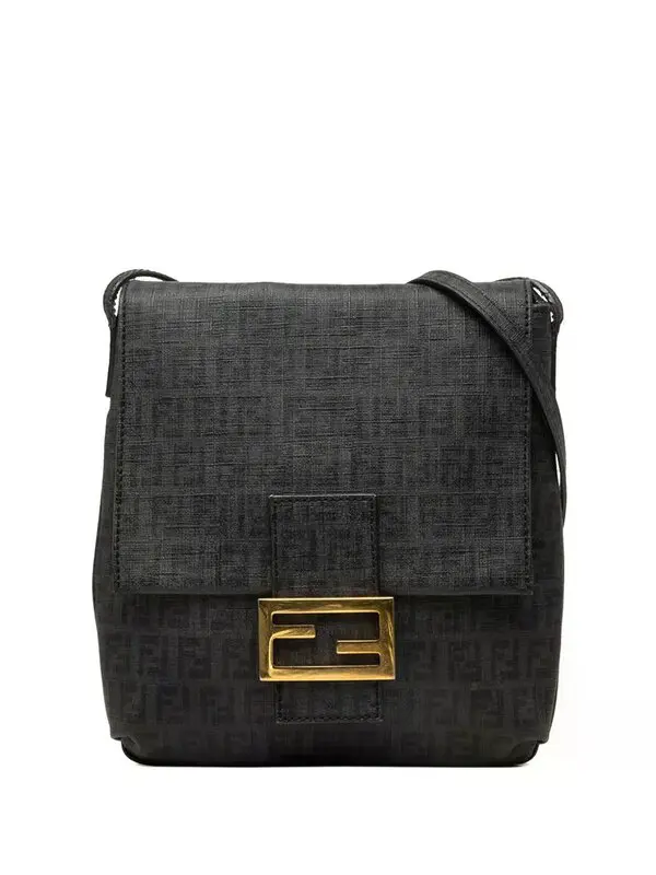 Fendi 2010-2026 Zucchino Spalmati Crossbody Bag - Black
