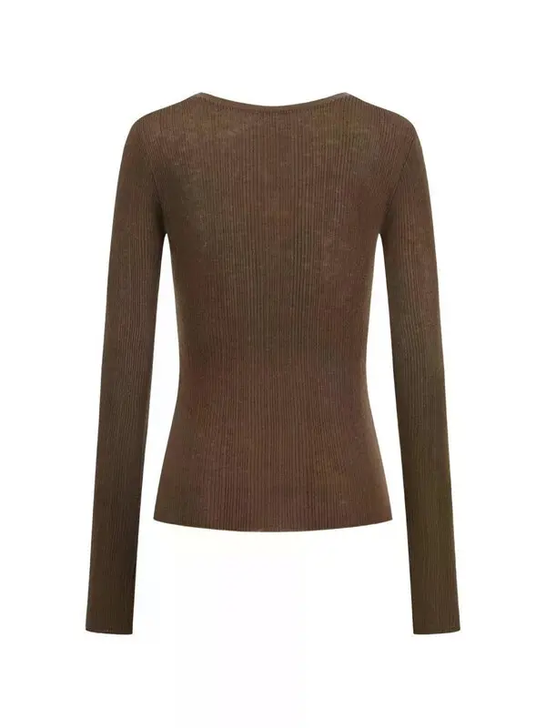 OUDE WAAG Ribbed-knit V-neck Top
