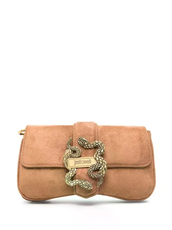 Just Cavalli Snake-plaque Suede Shoulder Bag