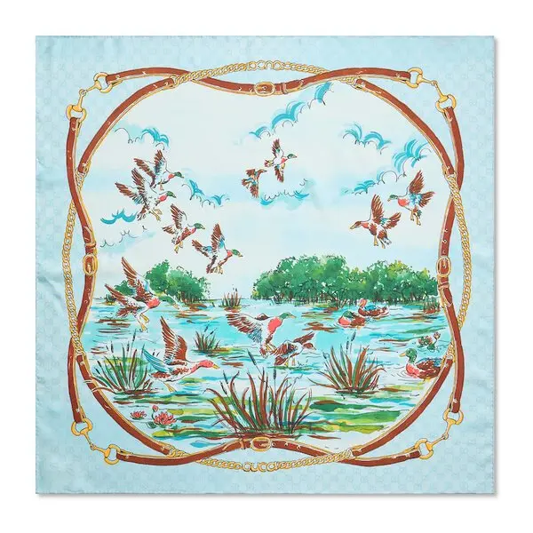 Gucci Printed Silk Twill Carr - Blue