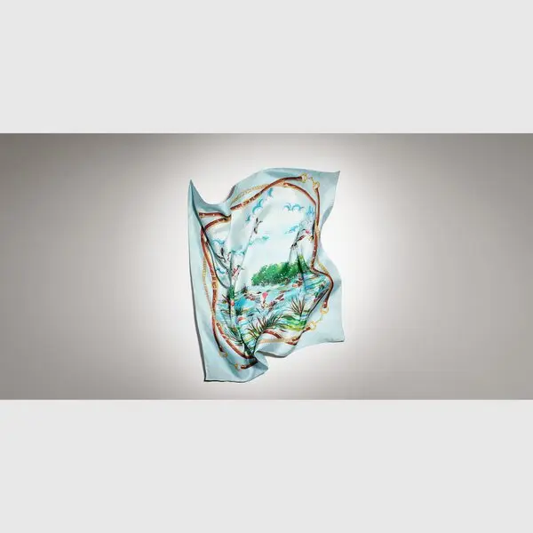 Gucci Printed Silk Twill Carr - Blue