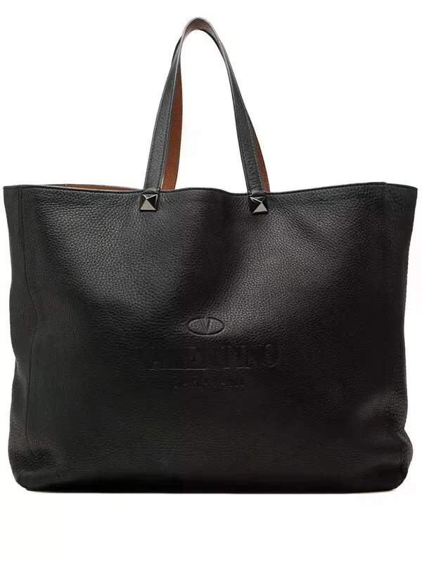Valentino Garavani 2018-2026 Leather Rockstud Reversible Identity Tote Bag - Black
