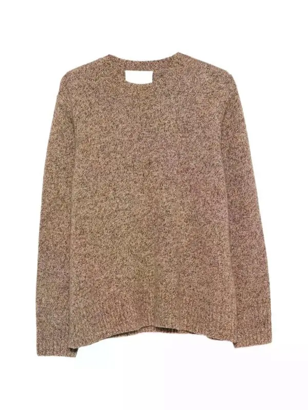 Soft Goat Melange-knit Crew-neck Sweater