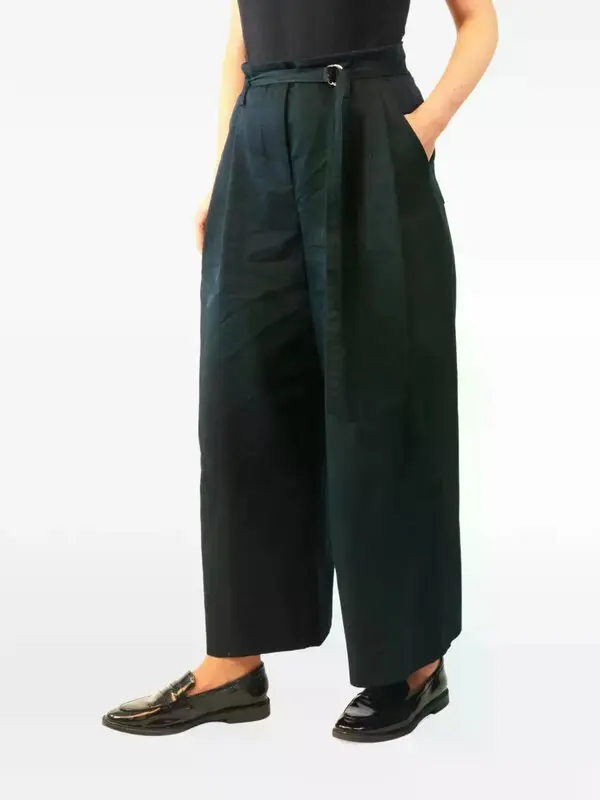 G. Pleated Wide-leg Trousers - Black