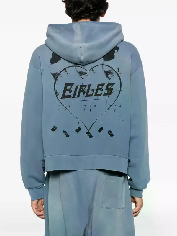 EIFLES Distressed Logo-print Hoodie