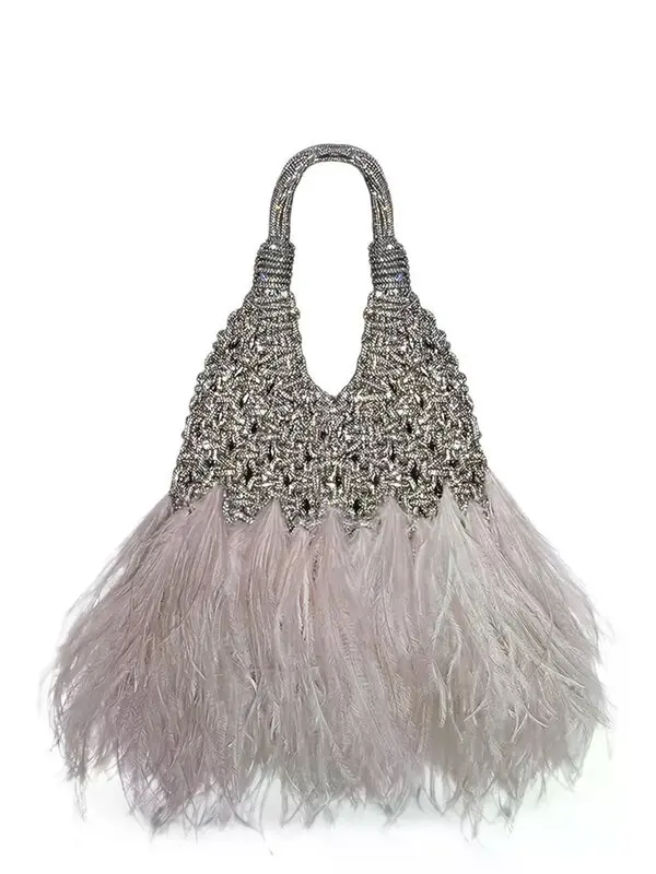 HIBOURAMA Mini Vannifique Plumes Feather-embellished Tote Bag - Silver