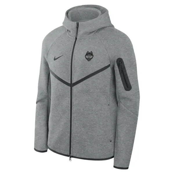 Nike Uconn Huskies Tech Basketball Fleece Full-zip Hoodie - Grey
