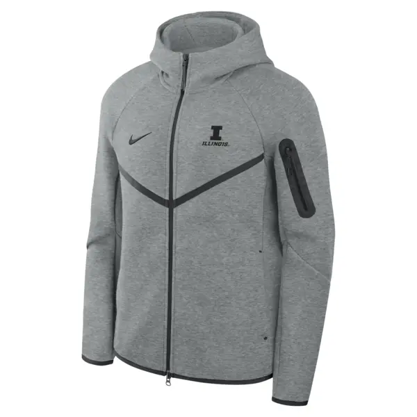 Nike Illinois Fighting Illini Tech Basketball Fleece Full-zip Hoodie - Grey