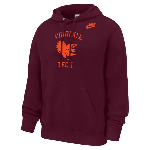 Nike Virginia Tech Hokies Club Football Fleece Pullover Hoodie - Red