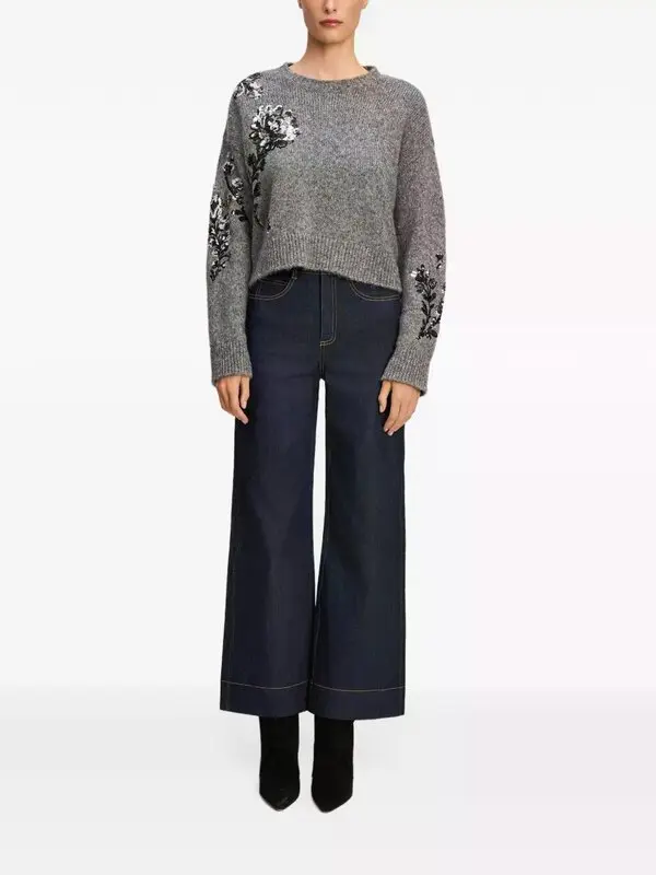 Cinq À Sept Esmerine Sequin-embellished Floral-motif Sweater