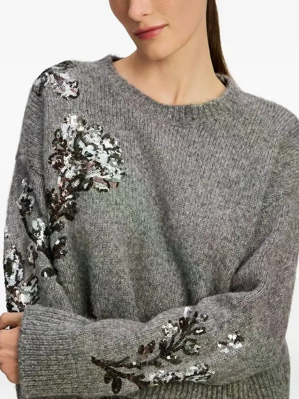 Cinq À Sept Esmerine Sequin-embellished Floral-motif Sweater
