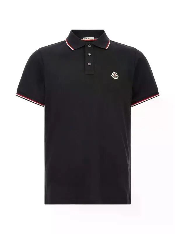 Moncler Logo-patch Tipped Polo Shirt - Blue