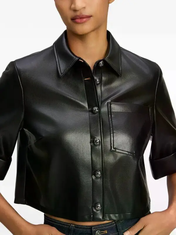 Cinq À Sept Aiden Faux-leather Cropped Shirt