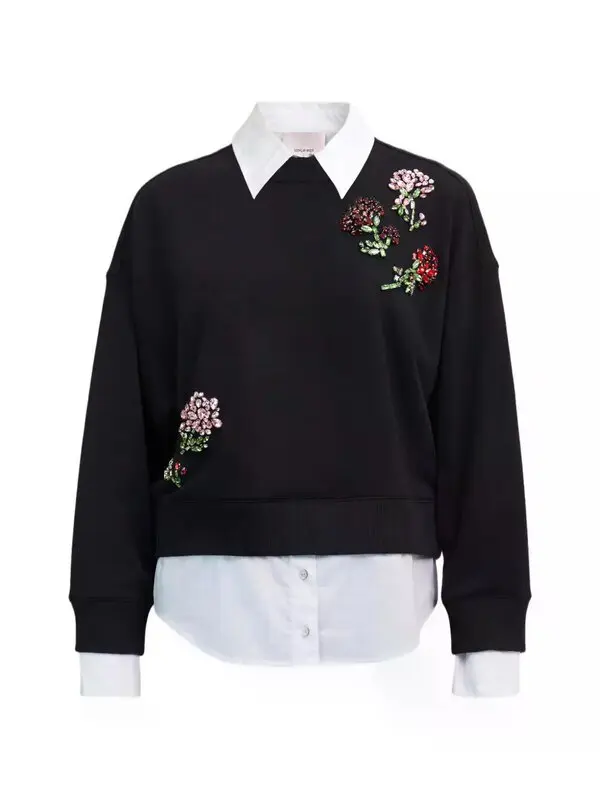 Cinq À Sept Justina Rhinestone-embellished Layered-effect Sweater