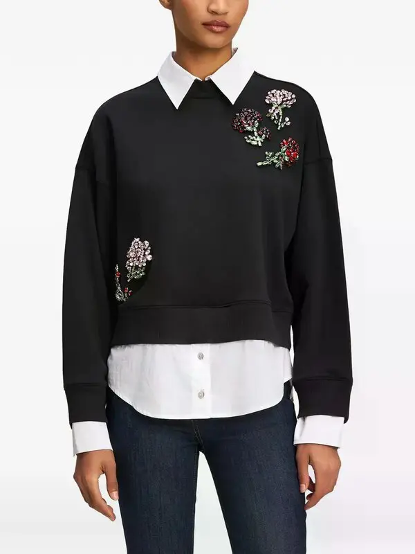 Cinq À Sept Justina Rhinestone-embellished Layered-effect Sweater