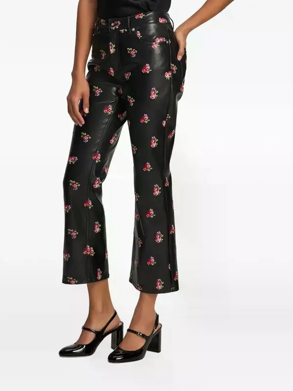 Cinq À Sept Tossed Roses Stevie Faux-leather Trousers