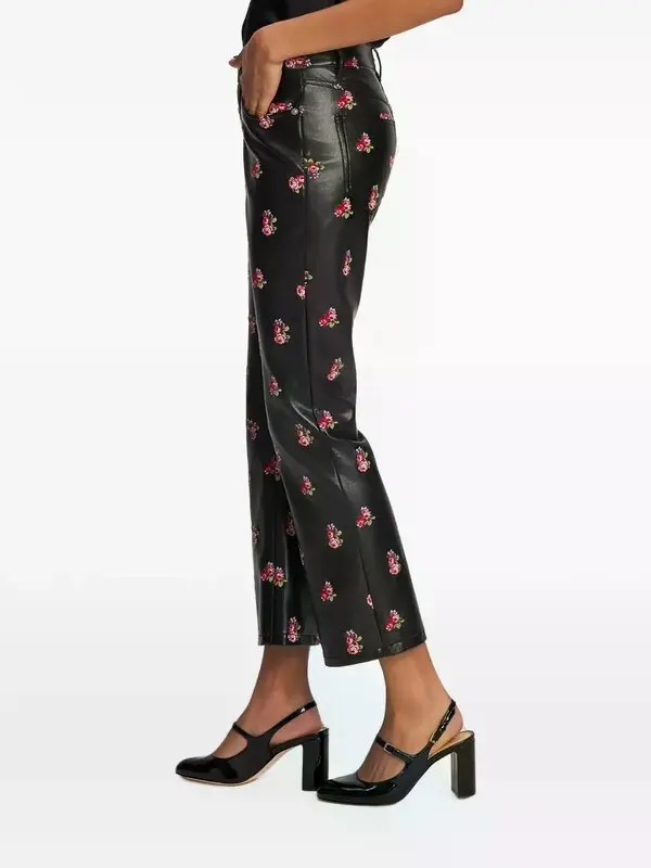 Cinq À Sept Tossed Roses Stevie Faux-leather Trousers