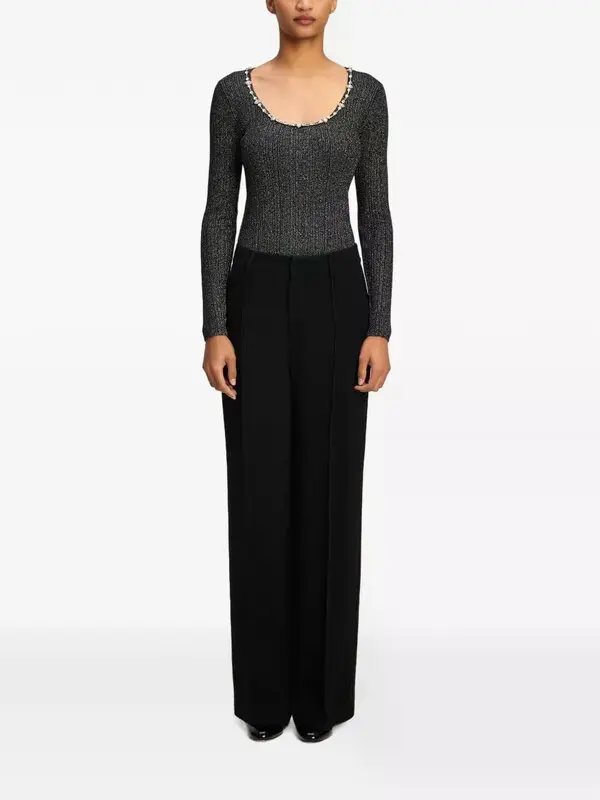 Cinq À Sept Aminta Crystal-embellished Ribbed T-shirt