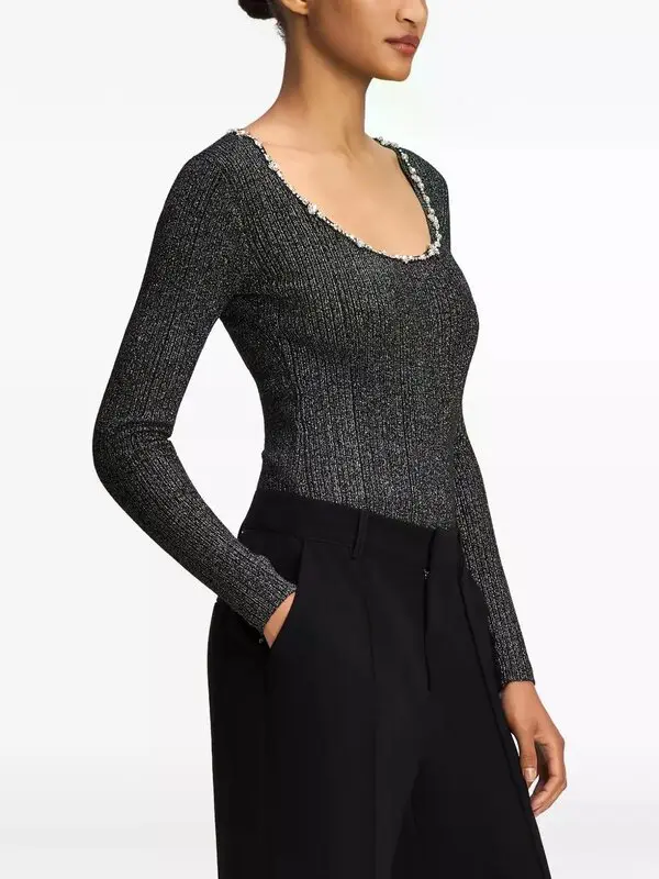 Cinq À Sept Aminta Crystal-embellished Ribbed T-shirt