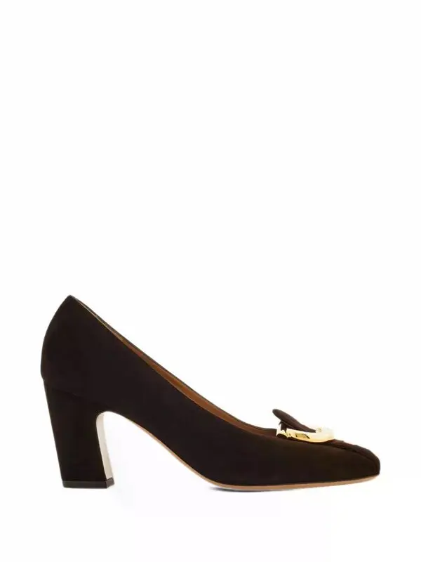 FERRAGAMO Gancini Block Heel Pumps - Brown