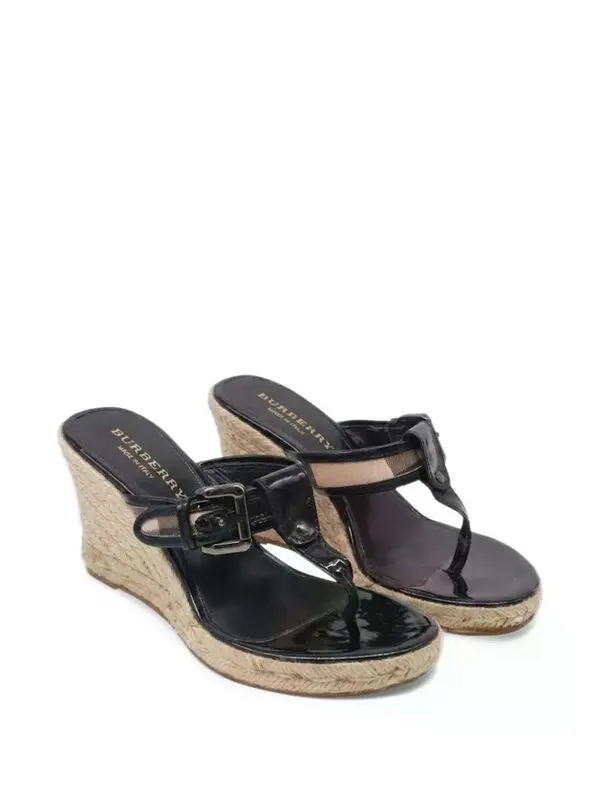 Burberry 2010s Nova Check T-strap Sandals - Black
