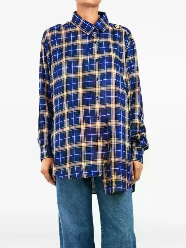 Balenciaga Checkered Oversized Shirt - Blue