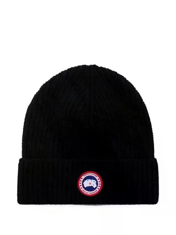 Canada Goose Ribbed-knit Logo-patch Beanie Hat