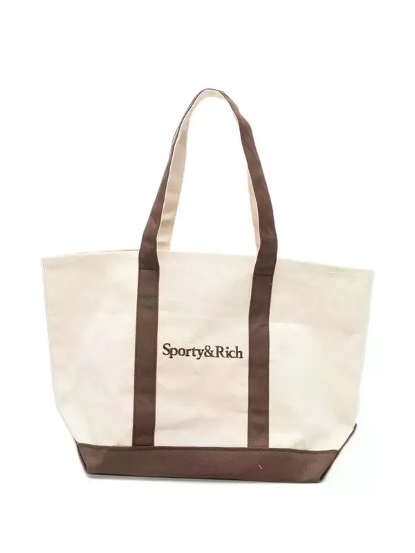 Sporty & Rich Medium Mona Logo-embroidered Tote Bag