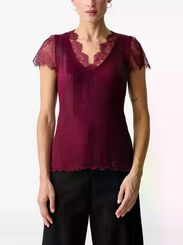 Lola Casademunt Lace-trim Ribbed-knit T-shirt