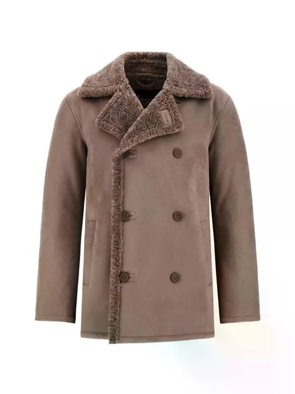 Herno Faux-shearling Double-breasted Peacoat - Neutrals