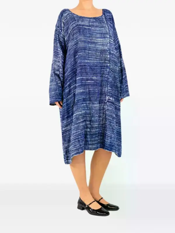 DOSA Striped Long-sleeve Midi Dress