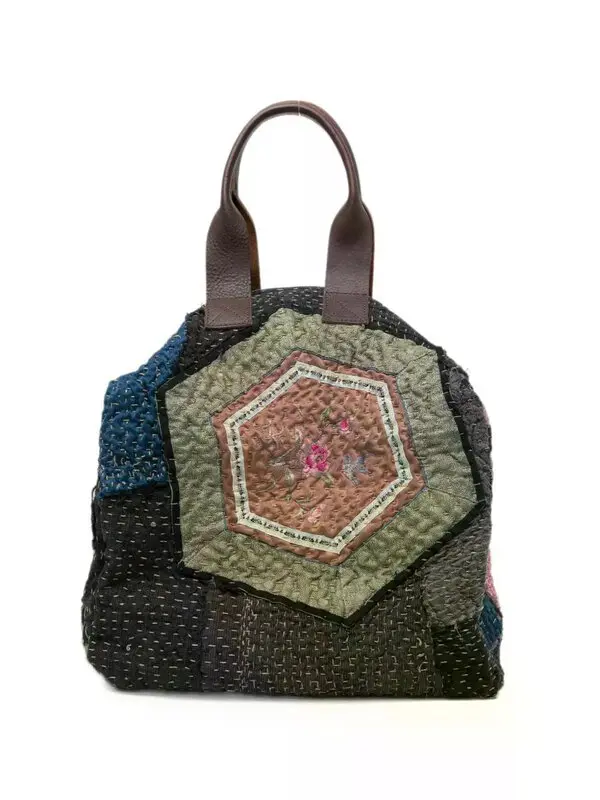 By Walid Embroidered Patchwork Shoulder Bag
