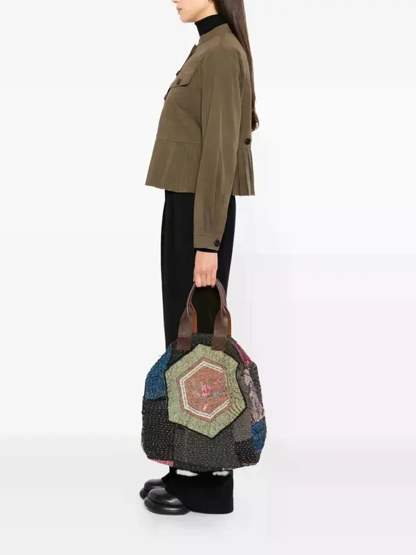 By Walid Embroidered Patchwork Shoulder Bag
