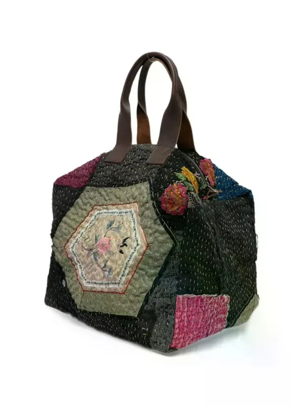 By Walid Embroidered Patchwork Shoulder Bag