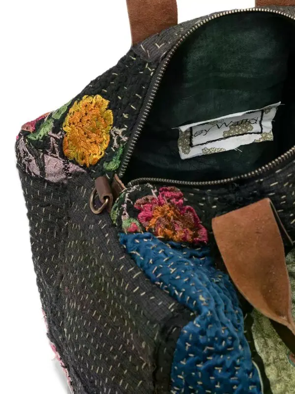 By Walid Embroidered Patchwork Shoulder Bag