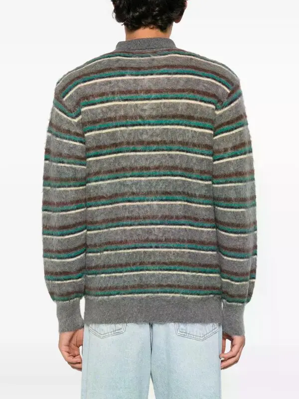 SSSTEIN Striped Polo-collar Sweater