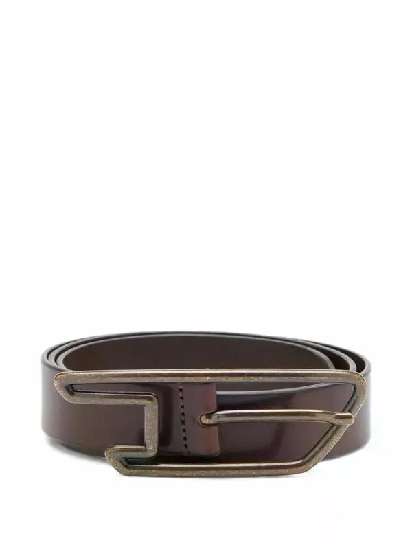 DIESEL® 3cm Leather Belt With D-logo Buckle