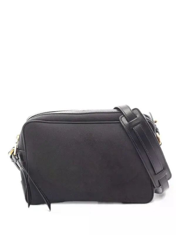 Prada 2010s Logo Jacquard Shoulder Bag - Black