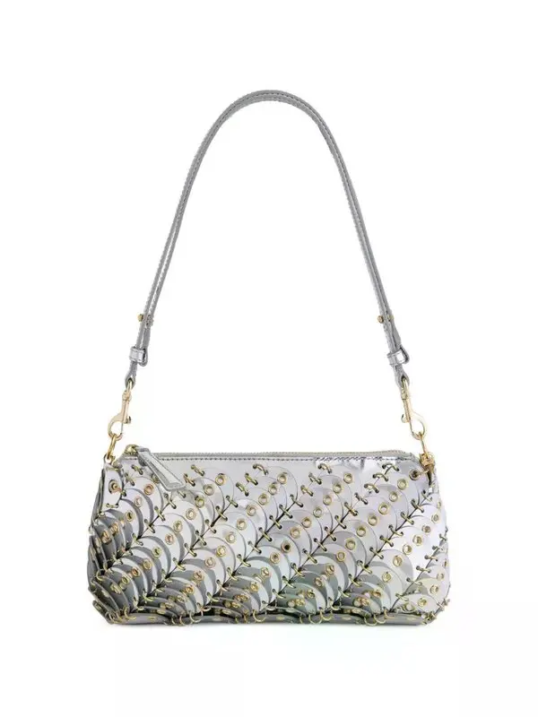 Rabanne Small Bag In Leather With Tone On Tone Eyelets - Silver