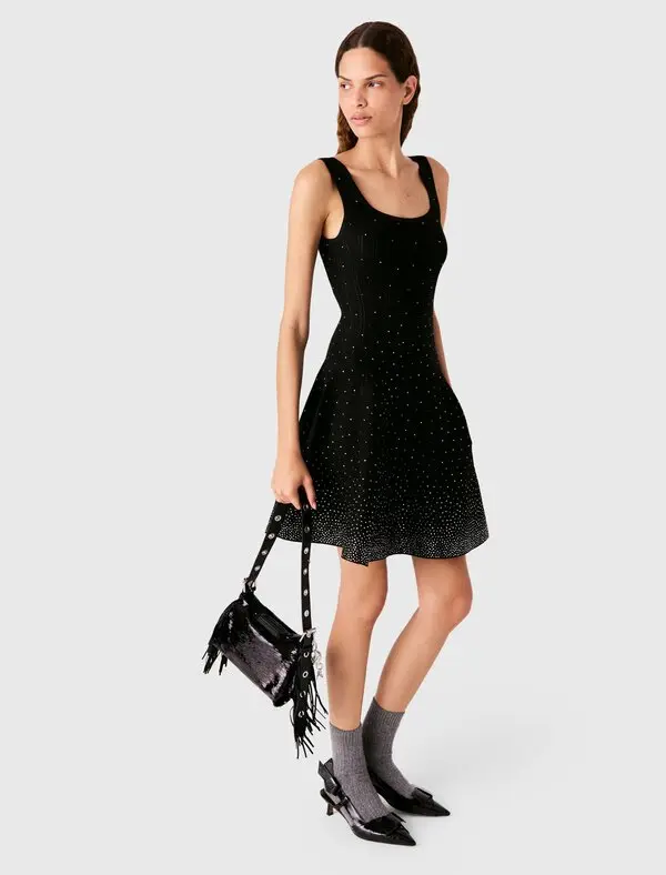 Maje Short Rhinestone Skater Dress
