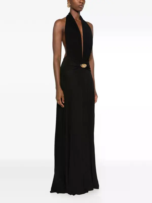 Casablanca Halterneck Logo-plaque Maxi Dress