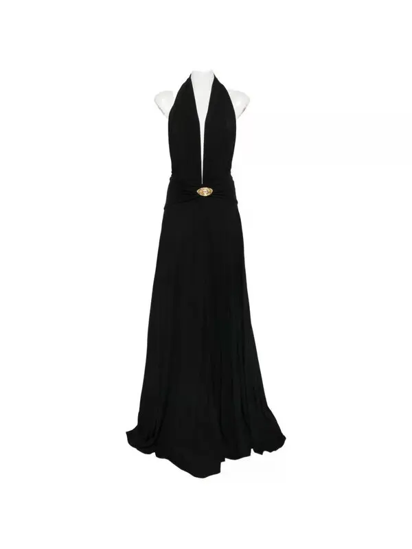 Casablanca Halterneck Logo-plaque Maxi Dress - Black